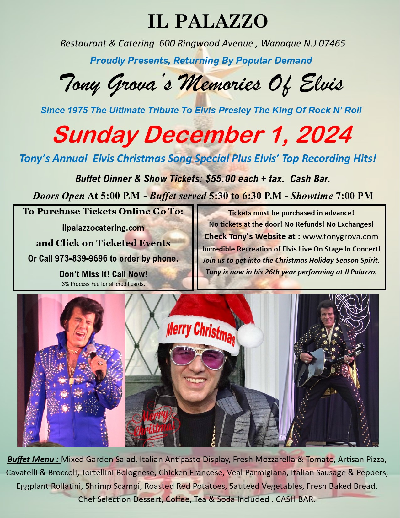 Tony Grova's Elvis Christmas Song Special December 1 2024 | Il Palazzo ...