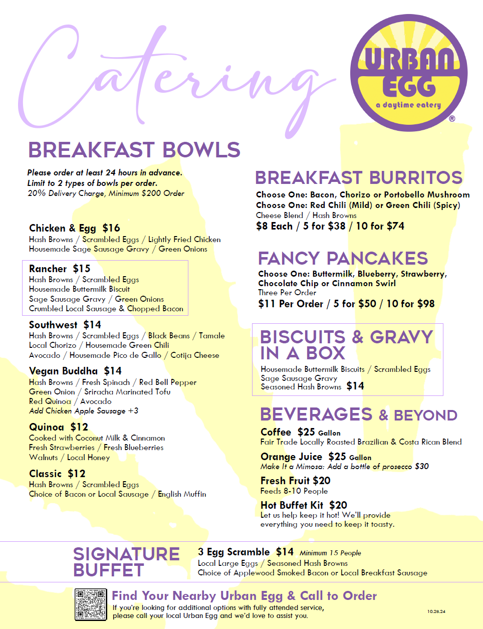 Catering | Urban Egg a daytime eatery