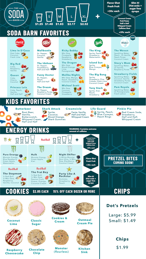 Menu | The Soda Barn in ID