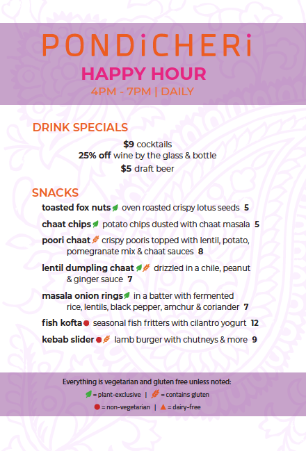 Menus | Pondicheri Café in Houston, TX