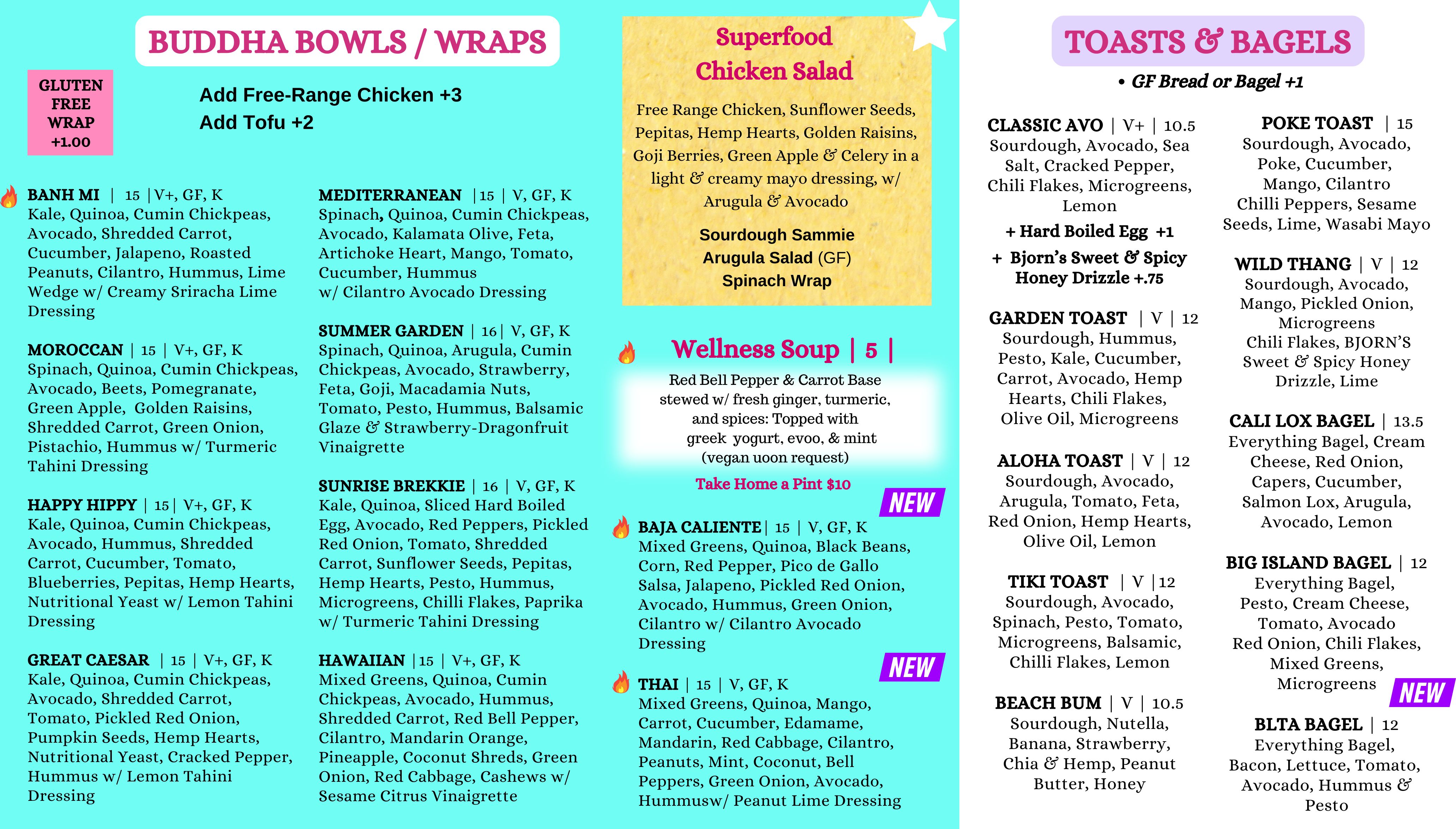 Menus | Kona Bowls in Golden, CO