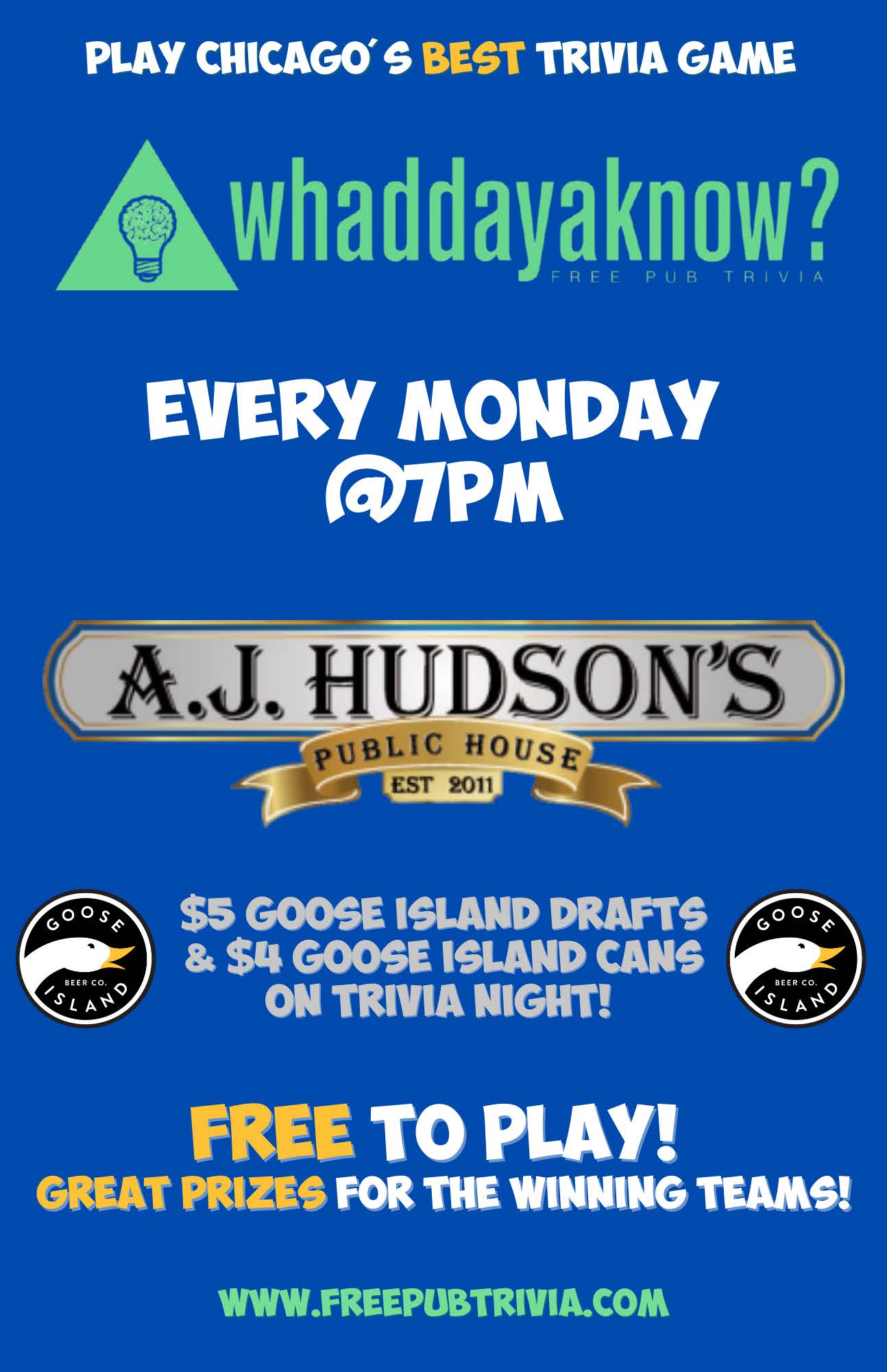 Trivia Mondays | AJ Hudson's Public House | Sports Bar & Grill in ...