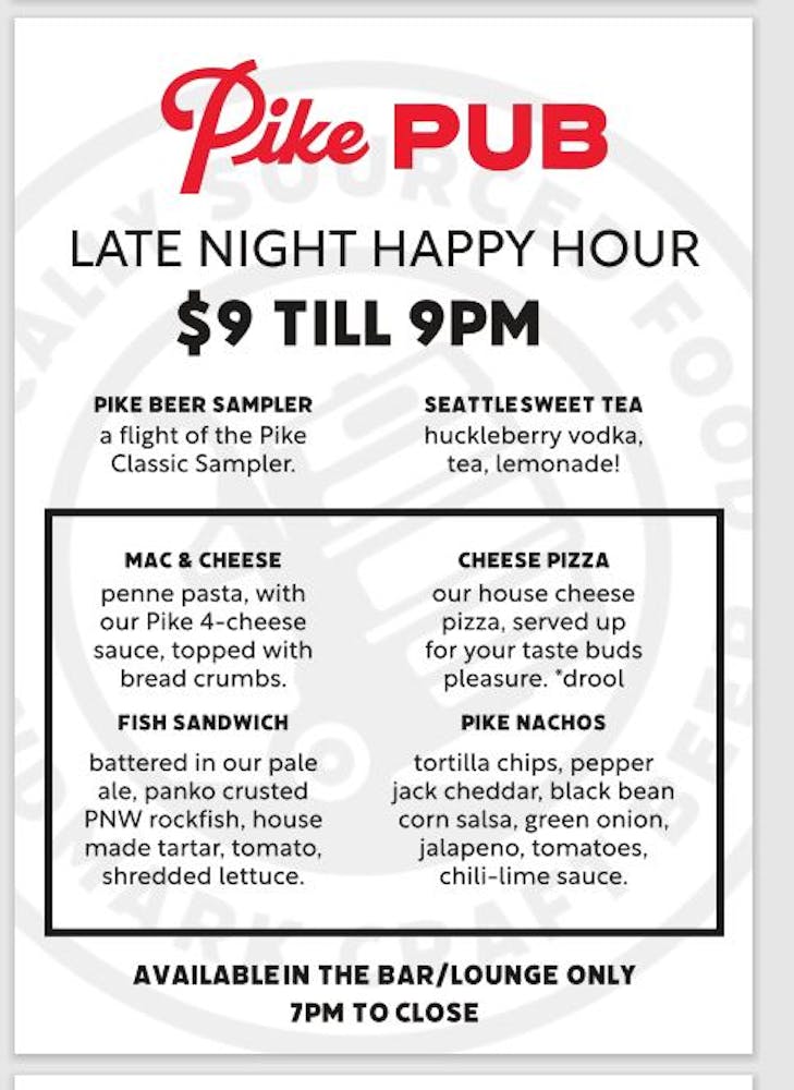 Happy Hour Menu | The Pike Pub | American Brewery Pub in Seattle, WA