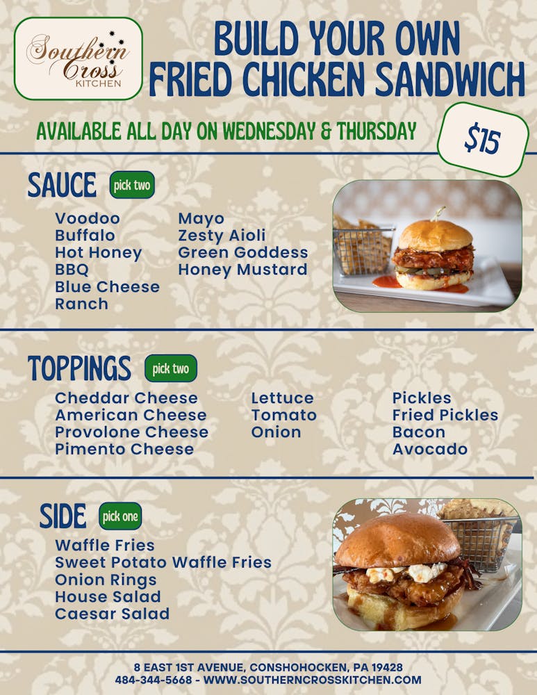 Menus | Southern Cross Kitchen in Conshohocken, PA