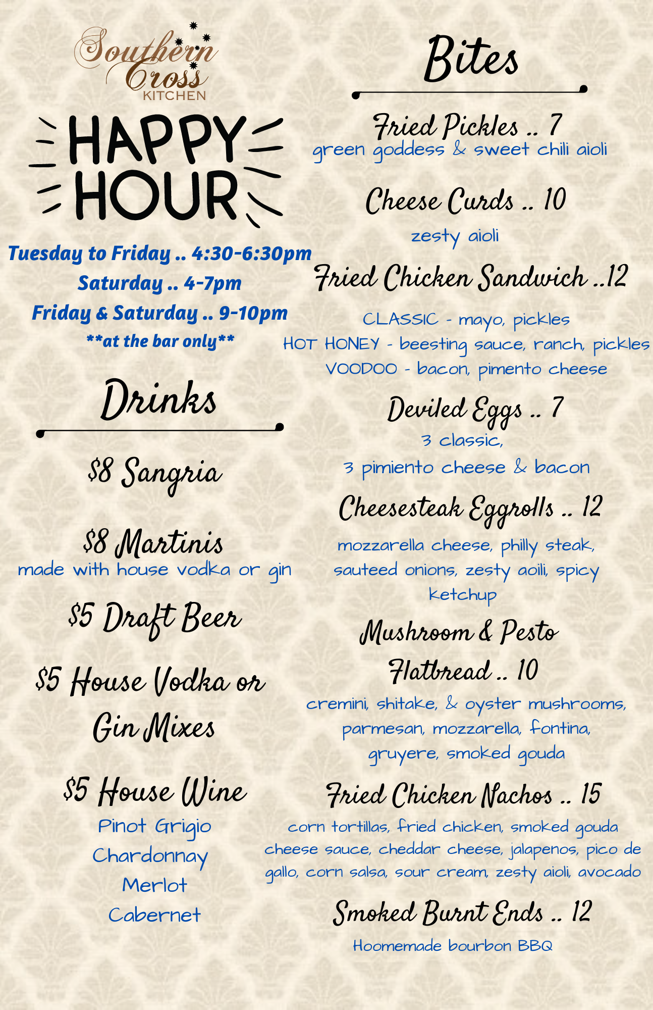 Menus | Southern Cross Kitchen in Conshohocken, PA