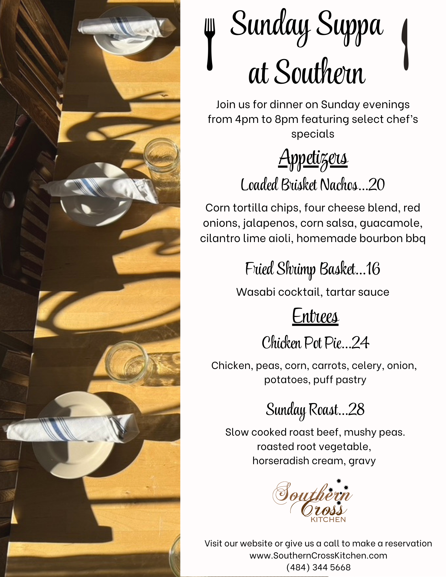 Menus | Southern Cross Kitchen in Conshohocken, PA
