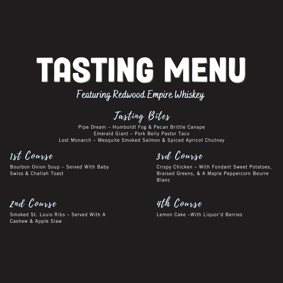 Maple Landing Redwood Empire Whiskey Dinner | Maple Landing | Barbecue ...