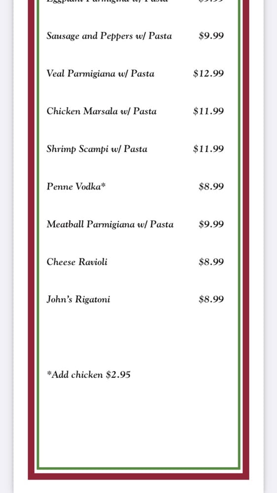 Menus | Two Guys from Italy