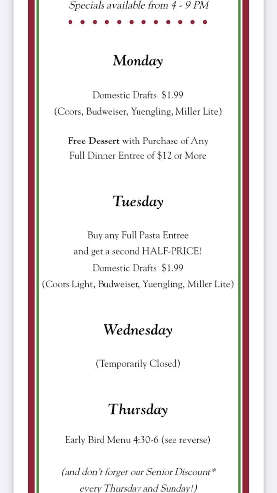 Menus | Two Guys from Italy