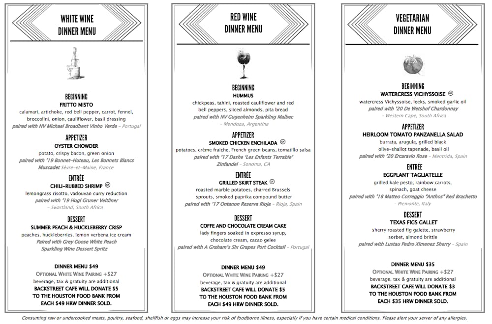 Menus | Backstreet Cafe