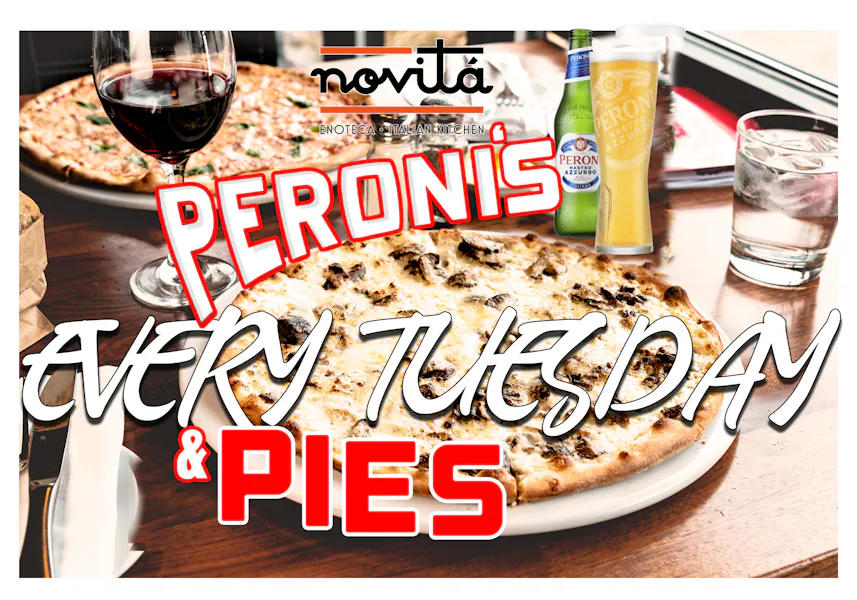 Peronis & Pies Every Tuesday | Novita | Italian kitchen in Garden City, NY