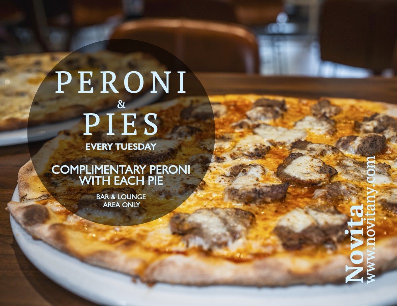 Peronis & Pies Every Tuesday | Novita | Italian kitchen in Garden City, NY