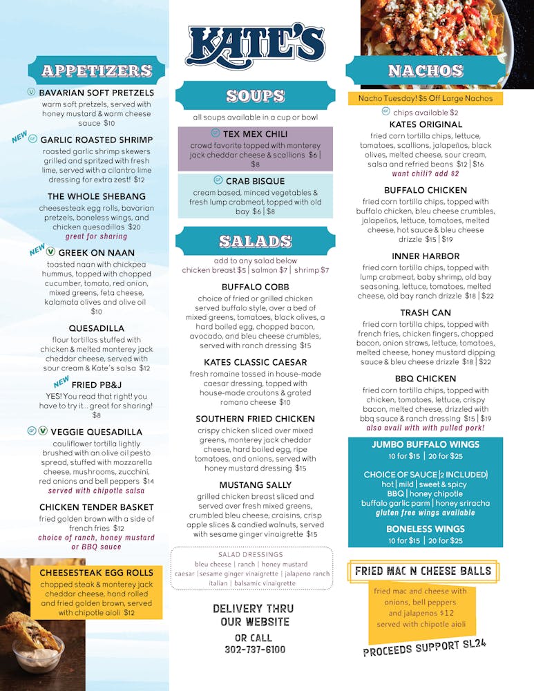 Klondike Kate's Menu | Dine-In or To-Go