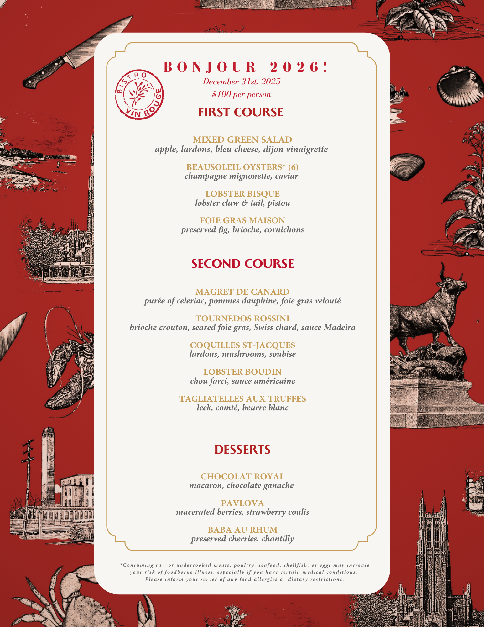 New Year's Eve Dinner | Vin Rouge | French Bistro in Durham, NC