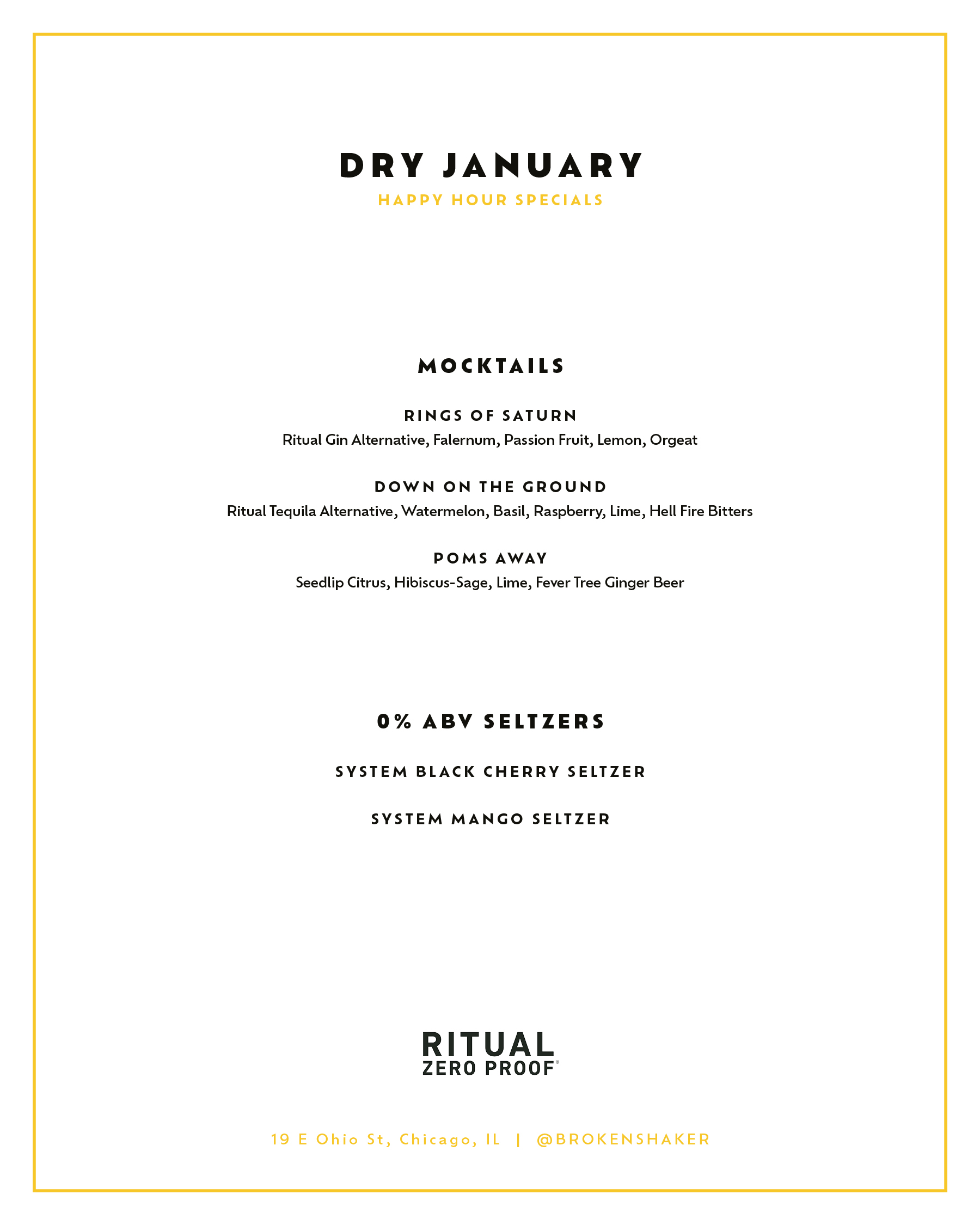 Dry January Happy Hour Menu | Broken Shaker | Cocktail Bar & Restaurant ...