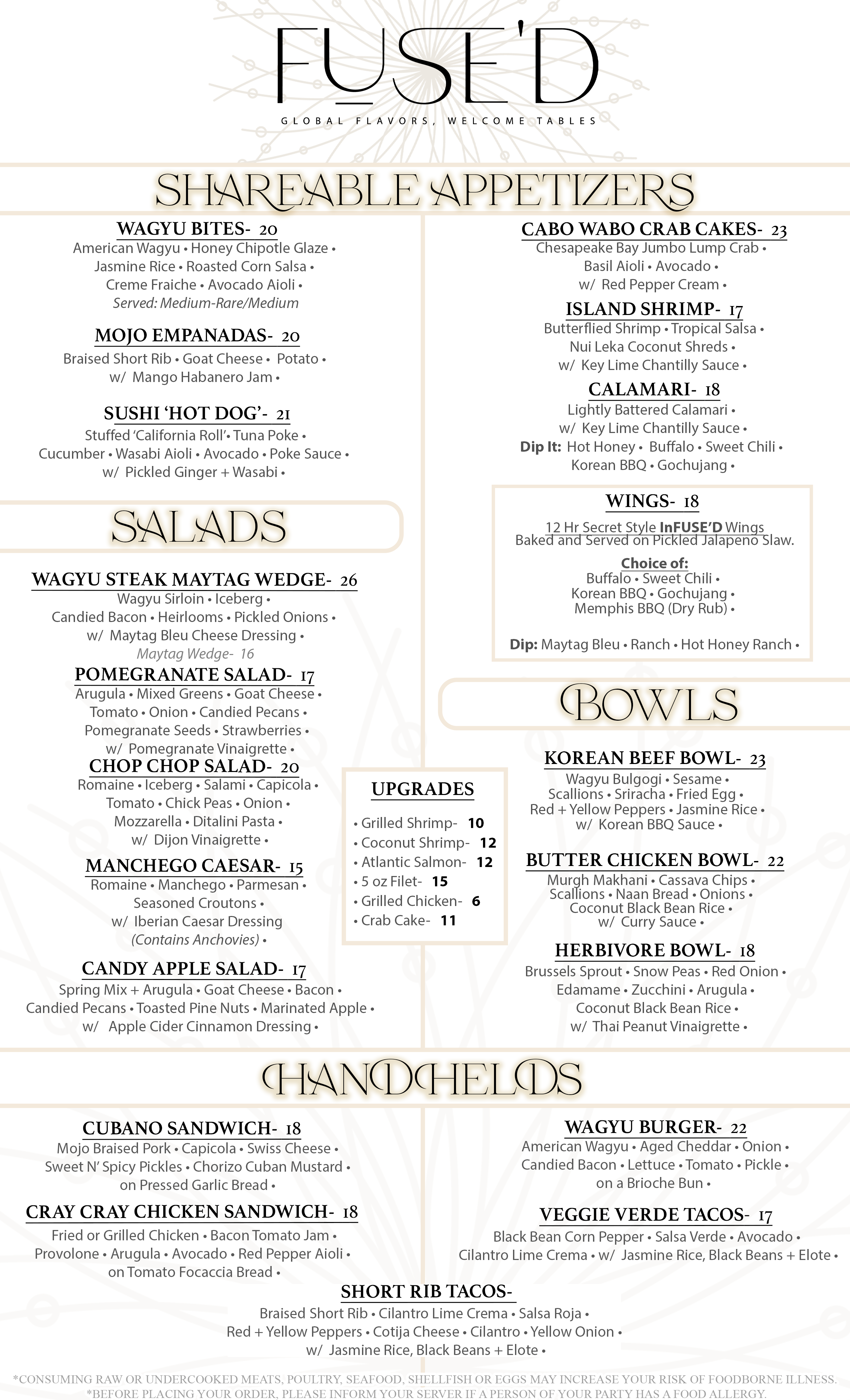 Food + Drink Menus | Fuse'd in Plainfield, IL