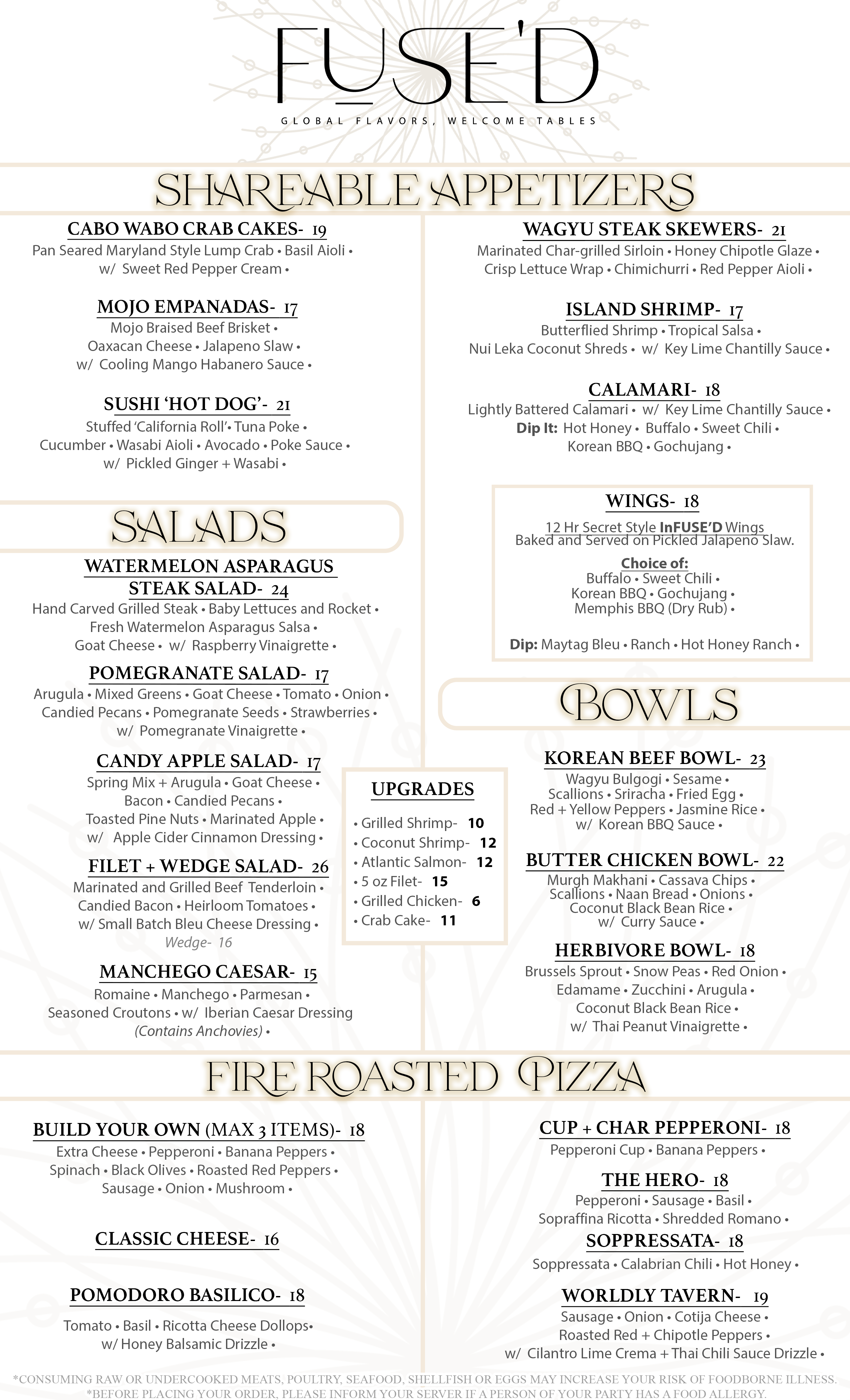 Fuse'd Food + Drink Menus