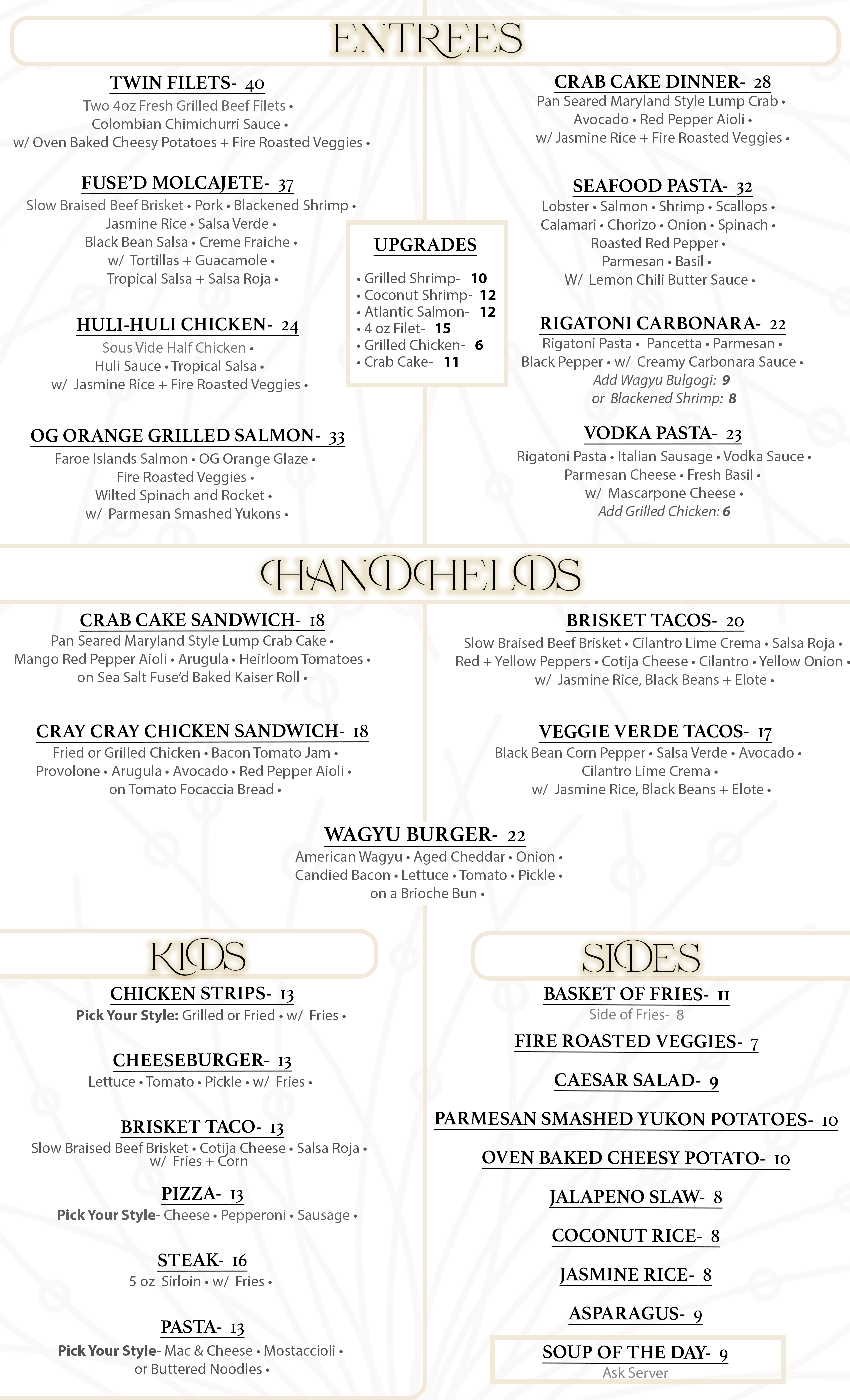 Fuse'd Food + Drink Menus