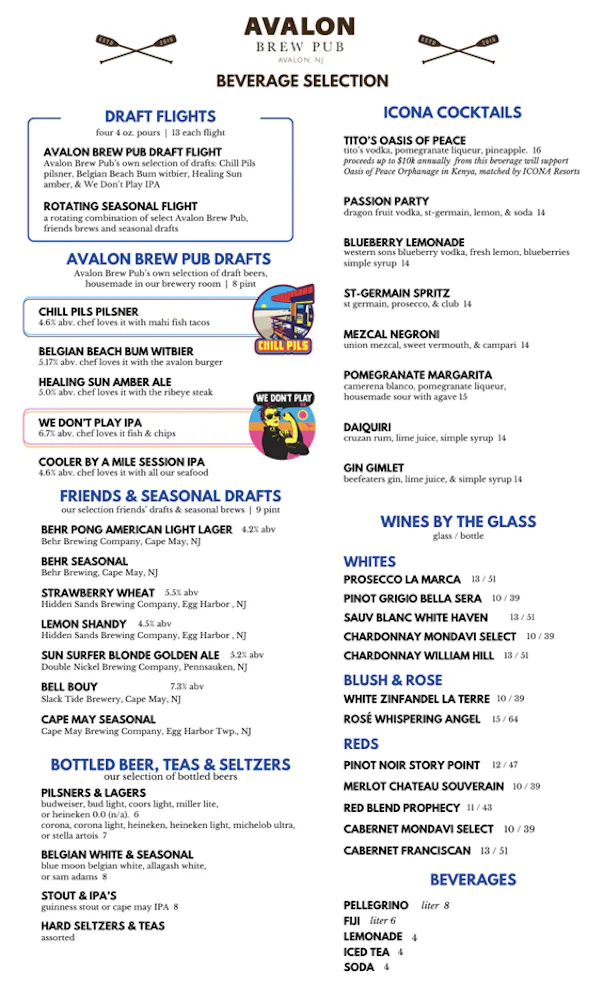 Drink Menu | Avalon Brew Pub