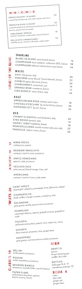 Menus | St. Theos in New York, New York