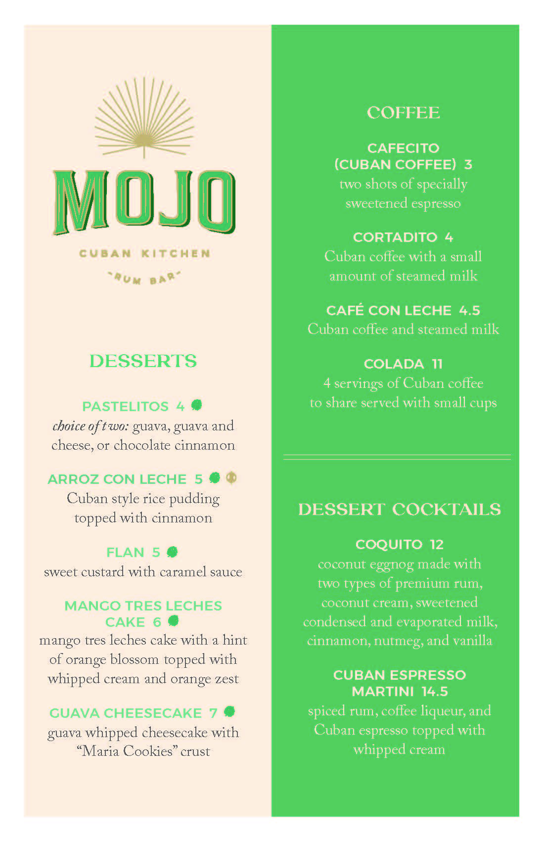 Menus | Mojo Cuban Kitchen in Tucson, AZ