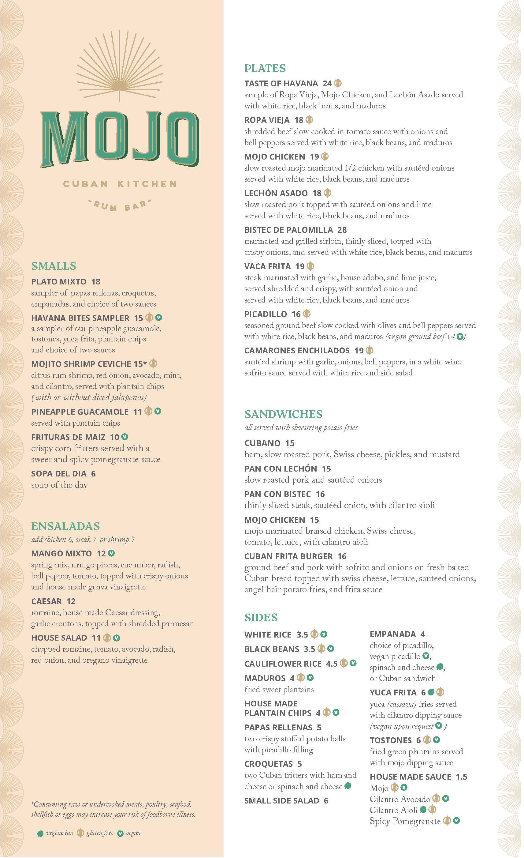 Menus | Mojo Cuban Kitchen in Tucson, AZ