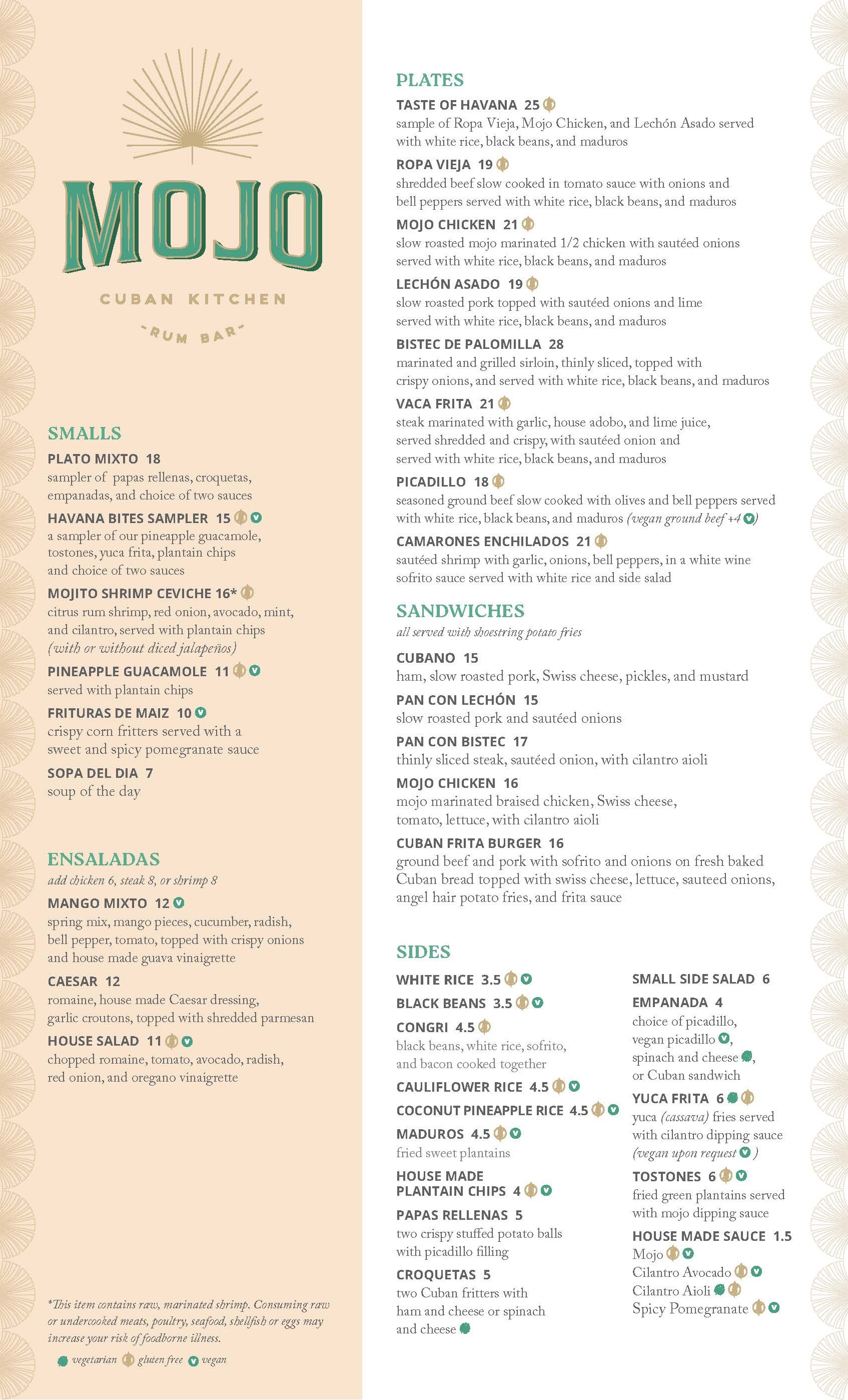 Menus | Mojo Cuban Kitchen in Tucson, AZ