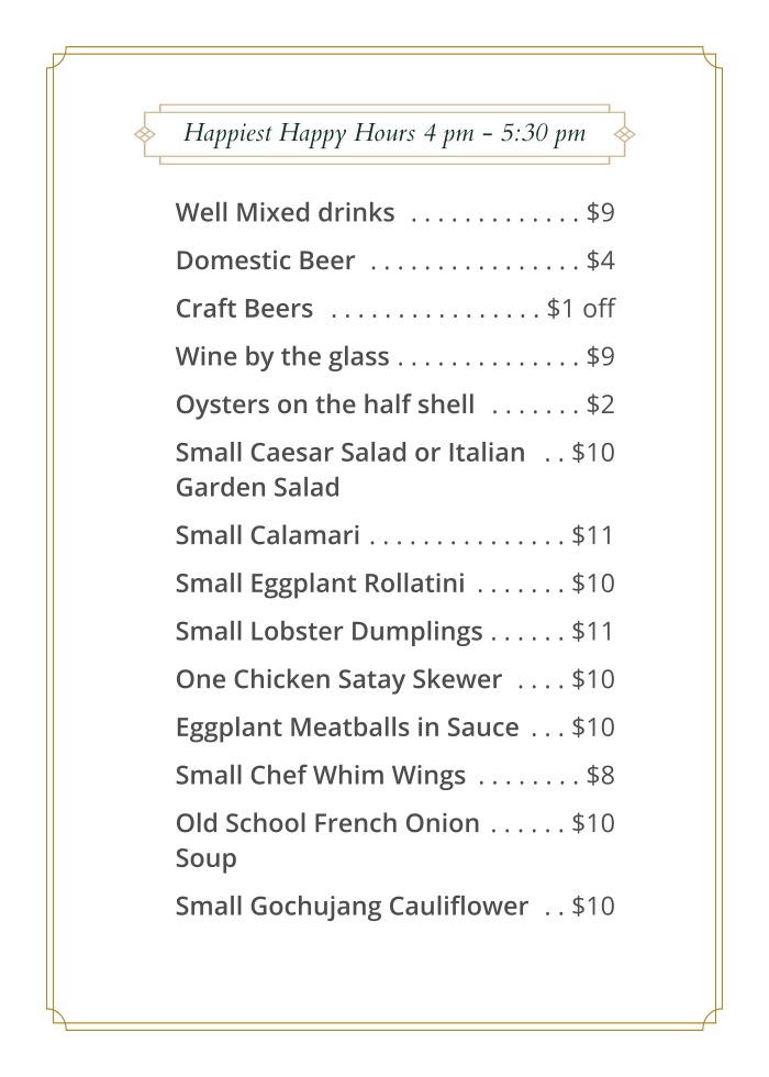 Menus | The Delaware in Albany, NY