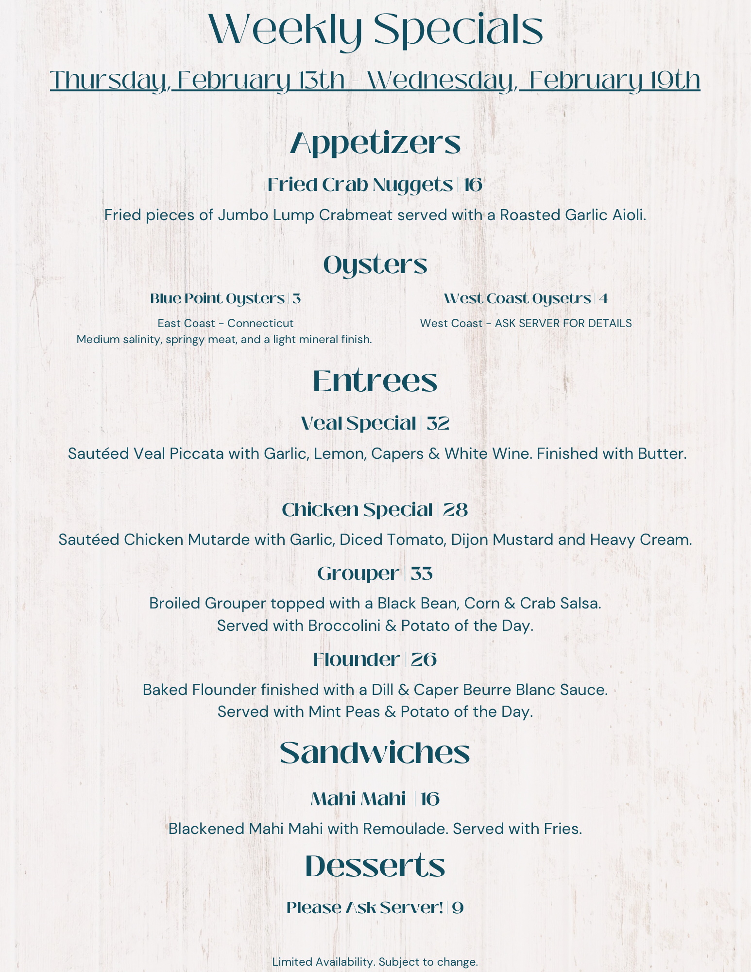 Menus | Mendenhall Inn in Mendenhall, PA