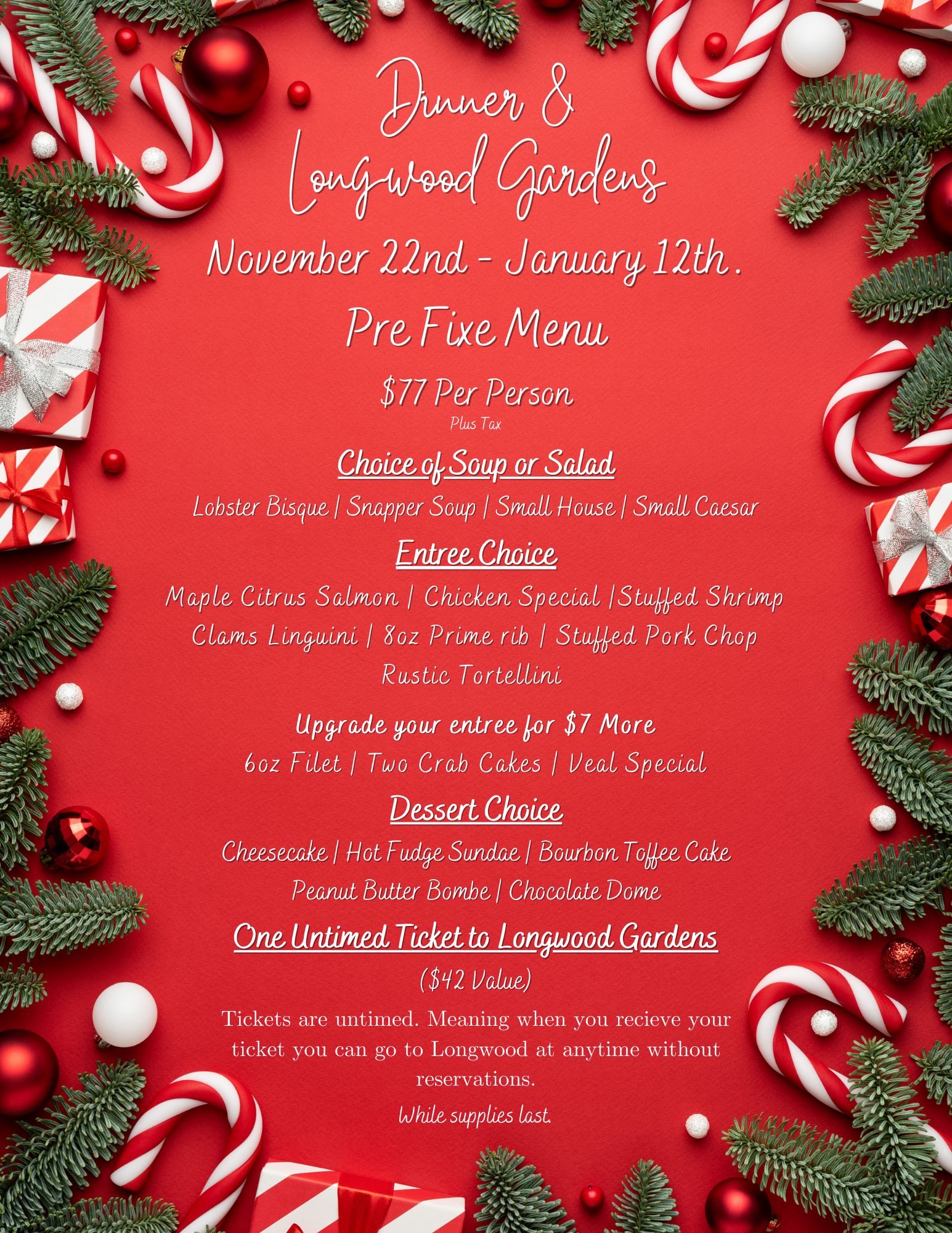 Menus | Mendenhall Inn in Mendenhall, PA