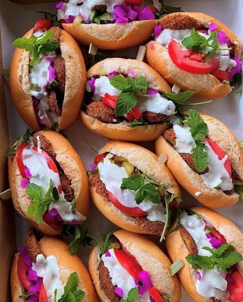 Falafel Slider Tray | Laziza Mediterranean Grill | Mediterranean ...