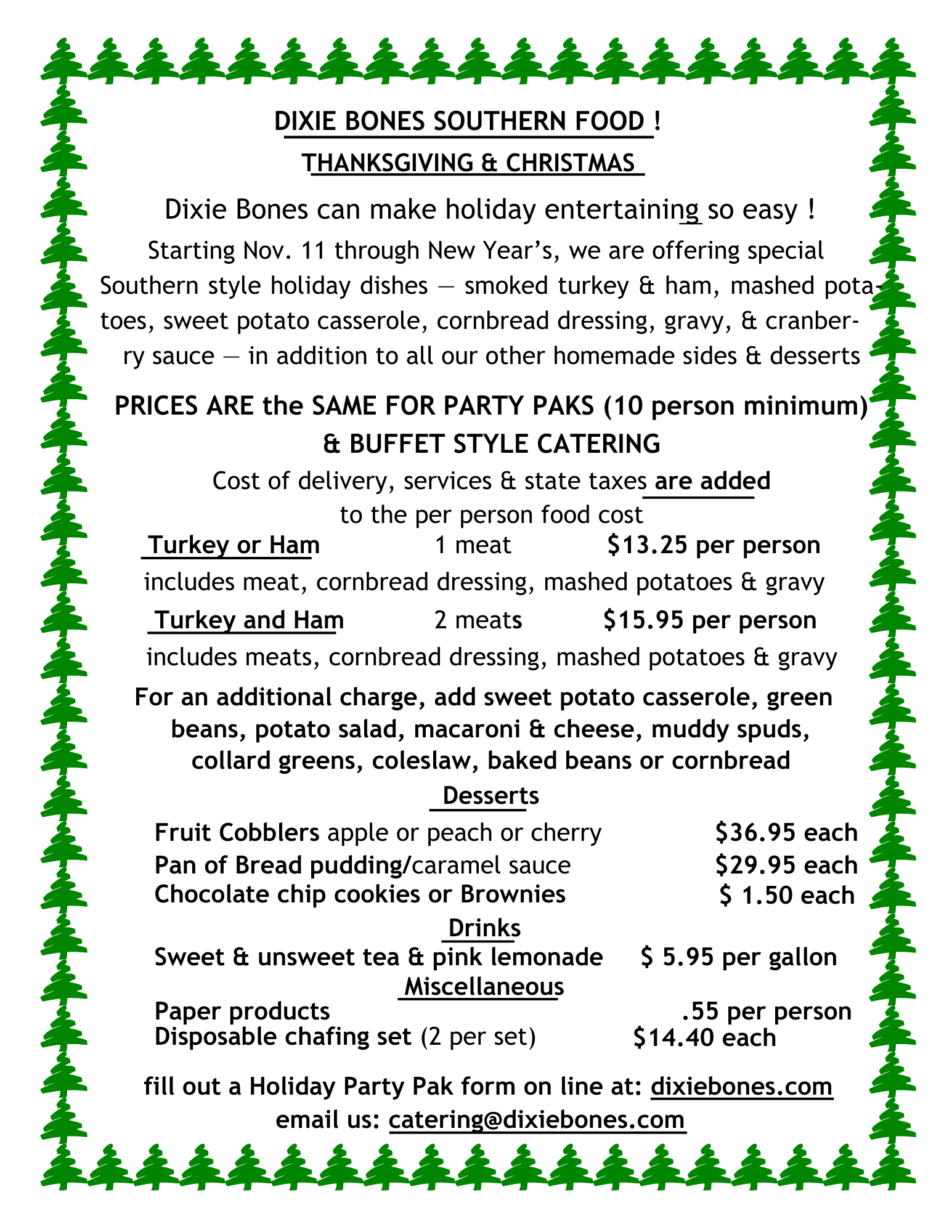 Holidays 2024 | Dixie Bones BBQ | Barbecue Restaurant in Woodbridge, VA