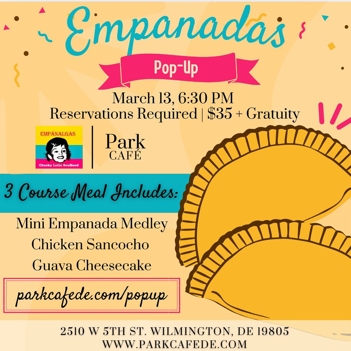 Empanadas Pop-Up Event | Park Café | Lunch & Weekend Brunch | Private ...