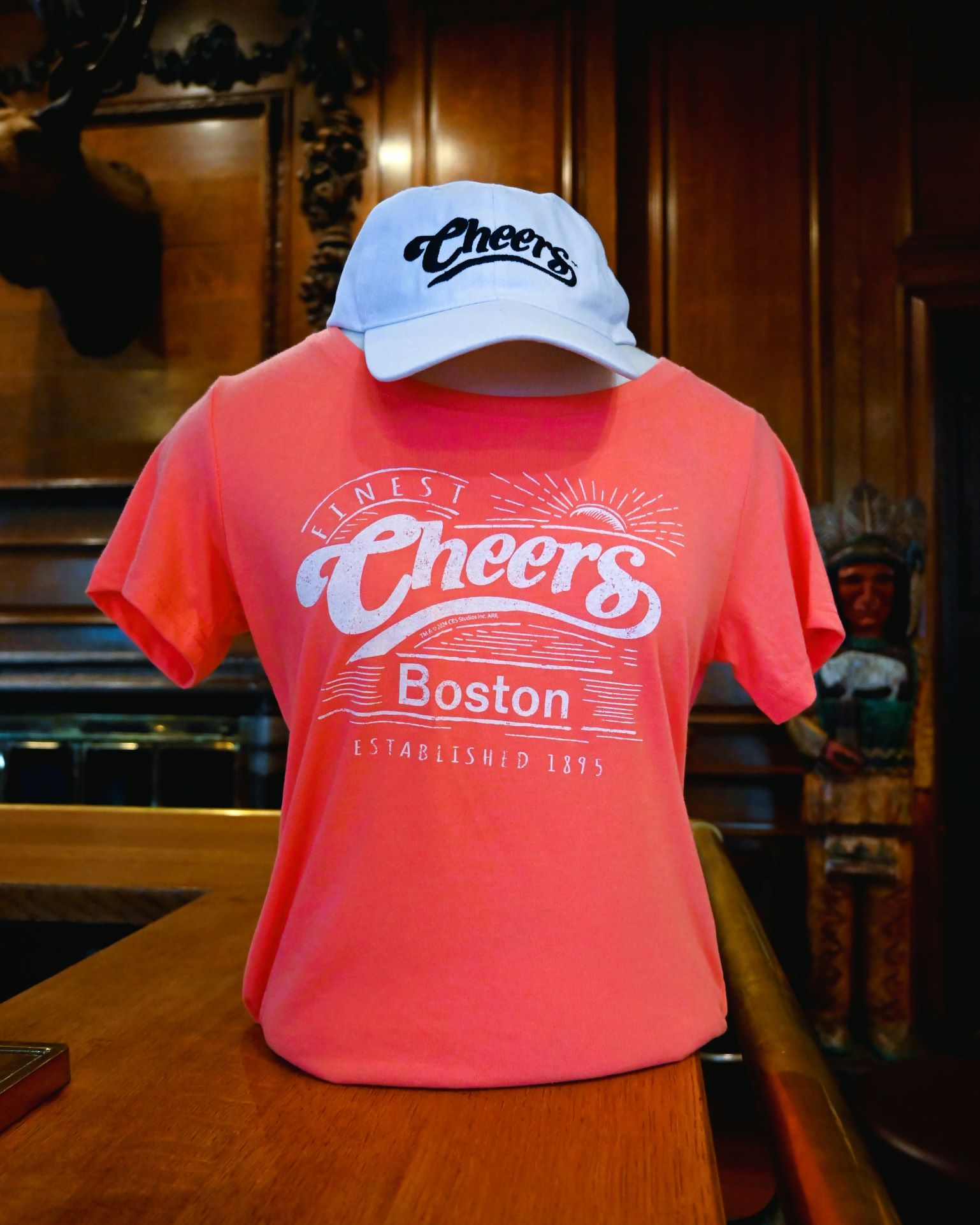 Ladies "Rebecca" Pink Tee | Cheers Boston | American Restaurant & Pub ...
